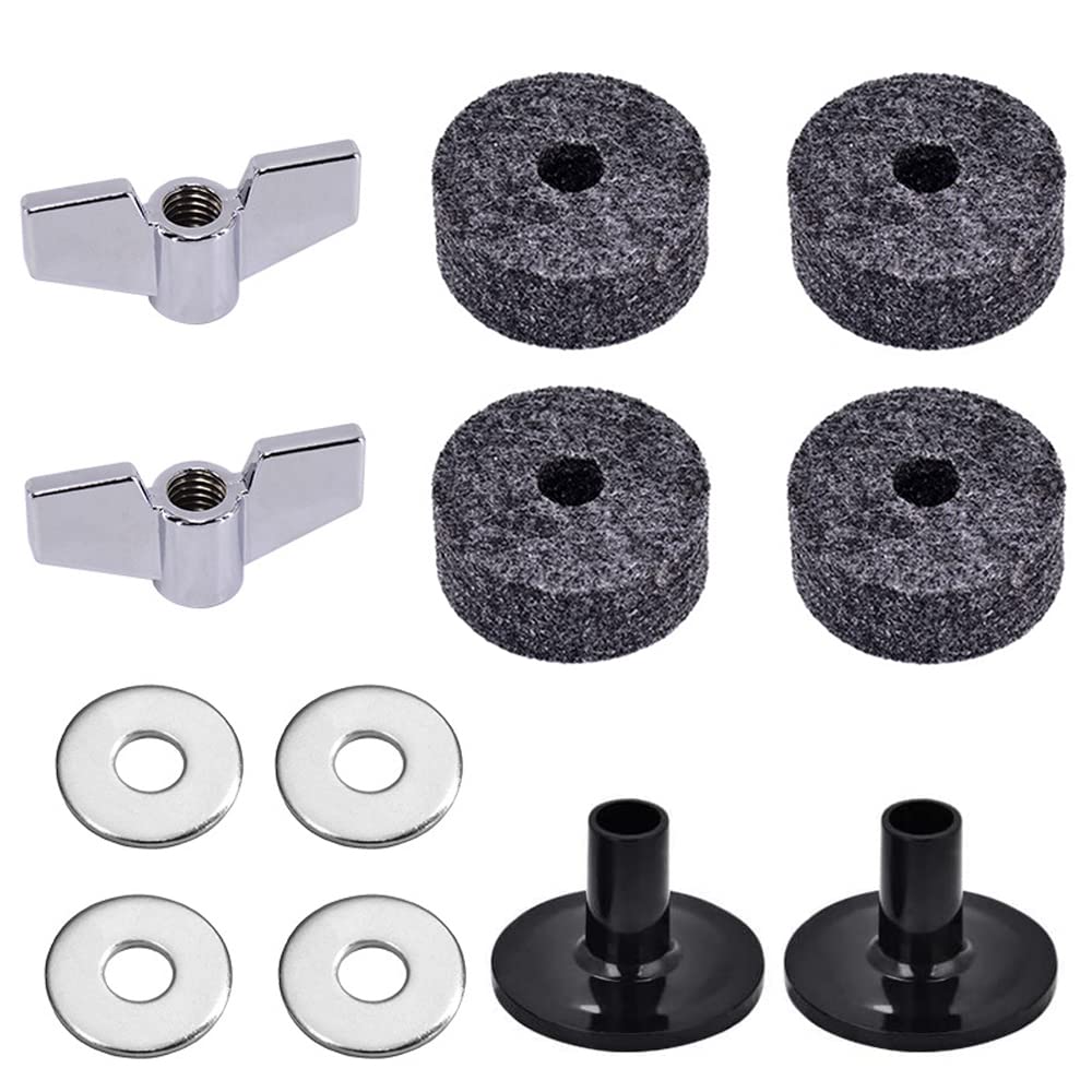 Cymbal Replacement Accessories Cymbal Sleeves with Base Wing Nuts Cymbal Felts Hi-Hat Clutch Felt Hi Hat Cup Felt&Cymbal Washer (B-21)