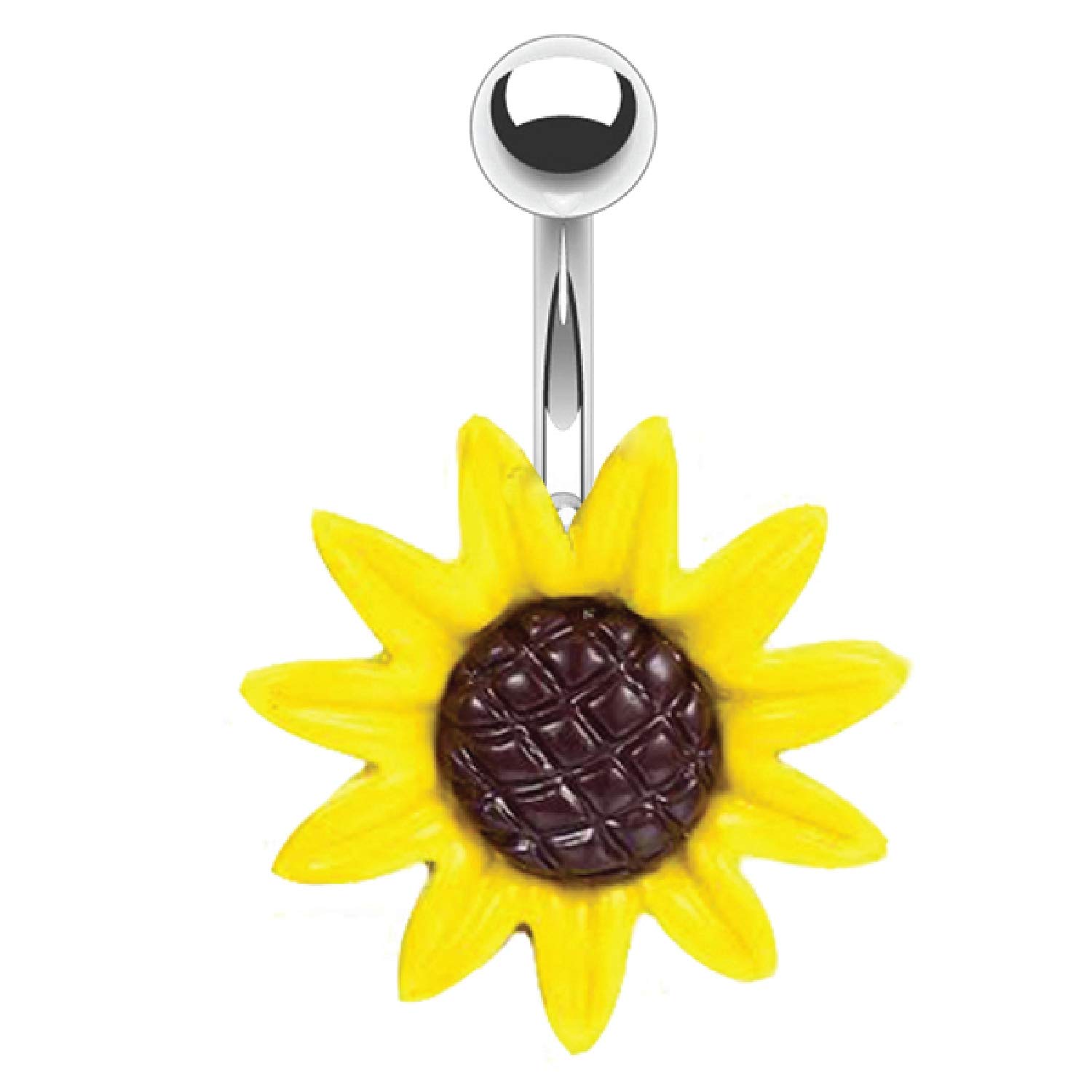 BodyJ4You Belly Button Ring Flower White Created-Opal Stone 14G Navel Banana Rose Goldtone Steel Bar