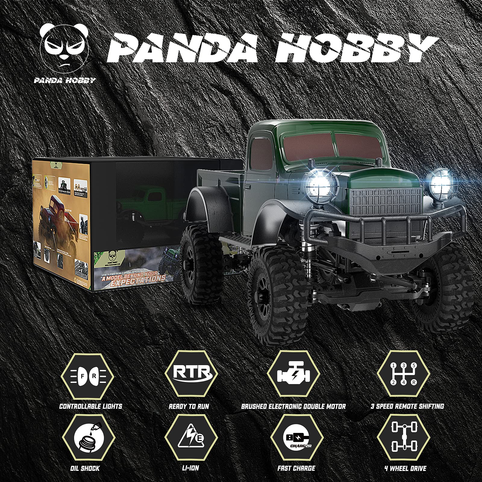 PANDA HOBBY Sport Tetra K1 1/18 RTR Scale 4x4 Rock Crawler 4wd Off-Road Vehicle (Green)