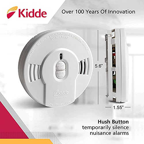 Kidde Smoke Detector with Lithium Battery, LED Lights & Replacement Alert, Pack of 2 & Smoke & Carbon Monoxide Detector, Battery Powered, Combination Smoke & CO Alarm, Voice Alert