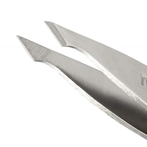 Tweezerman Stainless Steel Slanted Point Tweezer - Eyebrow Precision Tweezers, Facial And Ingrown Hair Removal (Classic Stainless)
