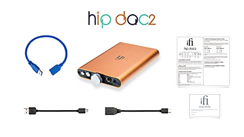 iFi Hip-dac2 - Portable Balanced DAC Headphone Amplifier for Android, iPhone with USB Input Only/Outputs: 3.5mm Unbalanced / 4.4mm Balanced β MQA Decoder