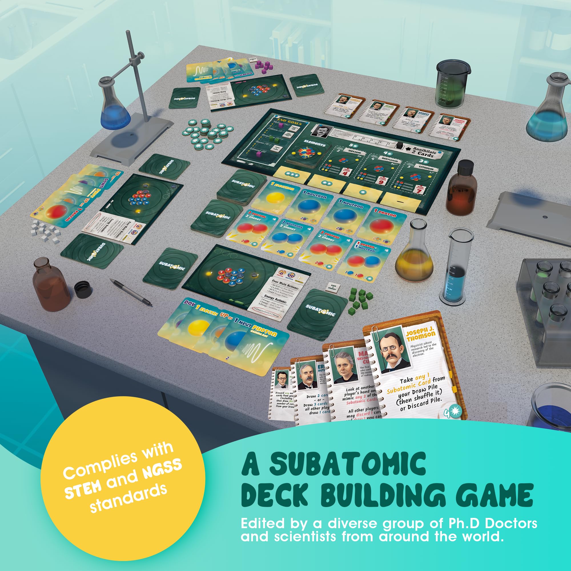 Subatomic: an Atom Building Game (2nd Edition) | A Chemistry Game About Elements, Protons, Neutrons, and Electrons | Educational Science Board Games for Teens, Adults, Classrooms, Schools, and Family
