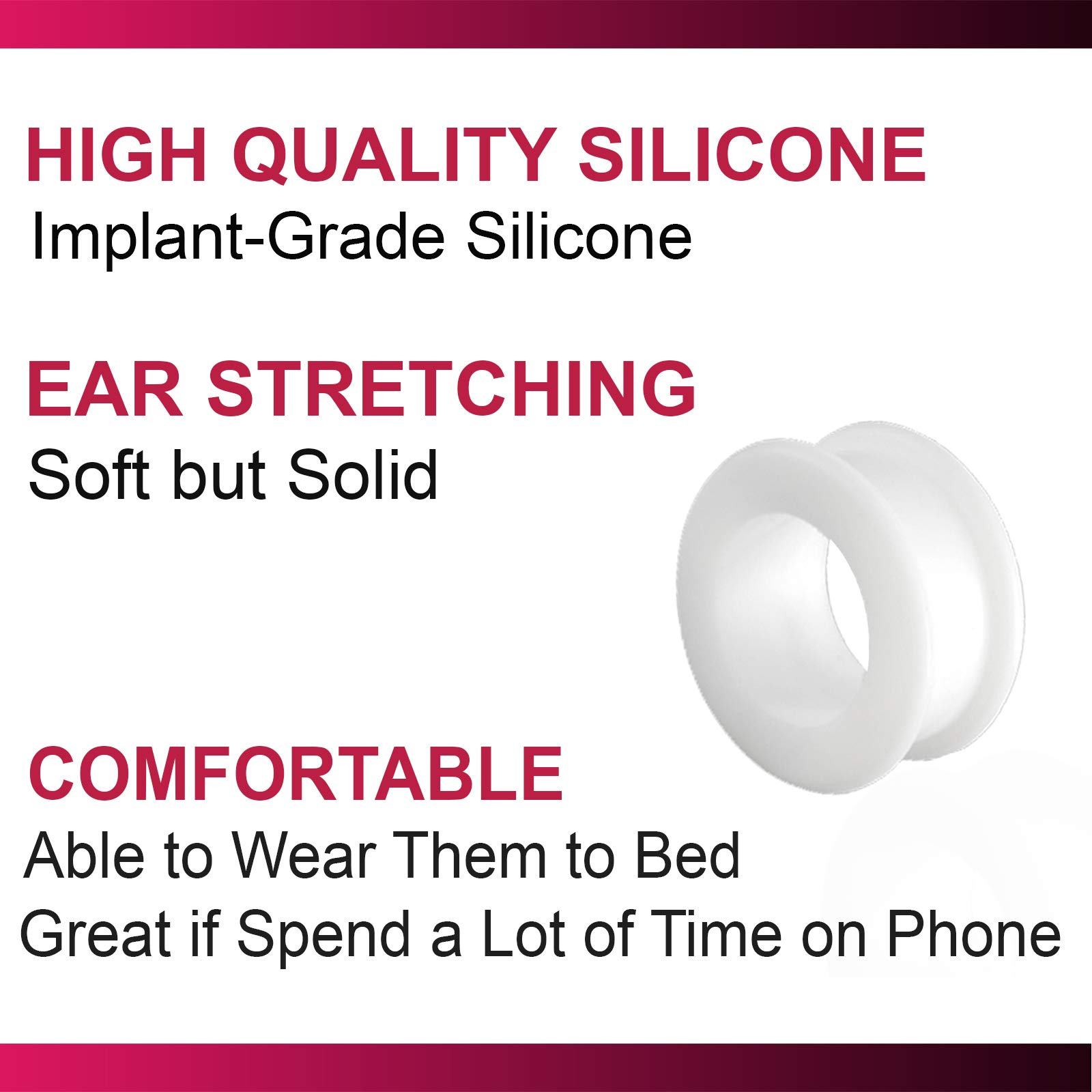 bodyjewellery 15/16G gauge 24mm White Implant grade sili Double Flare Tunnels Ear Plugs SI01 AHAH Ear Stretching Stretchers Piercing 2Pcs