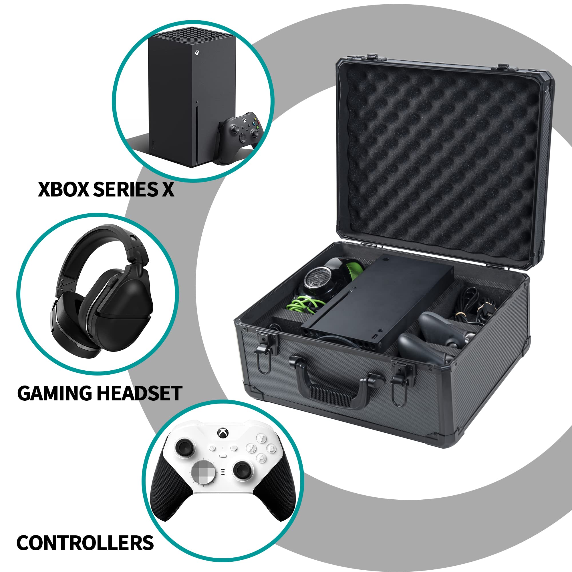 D DACCKIT Hard Carrying Case Compatible with Xbox Series X - Travel Case for Xbox Series X Console, Controllers, Headset and Other Accessories