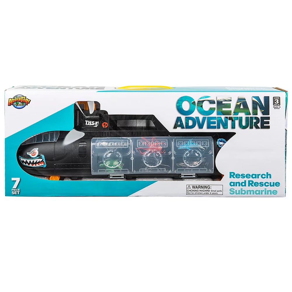 Rhode Island Novelty Aquatic Discovery Expedition Research & Rescue Submarine Toy with 6 Ocean Sea Animalsunderwater Boat Set for Kids
