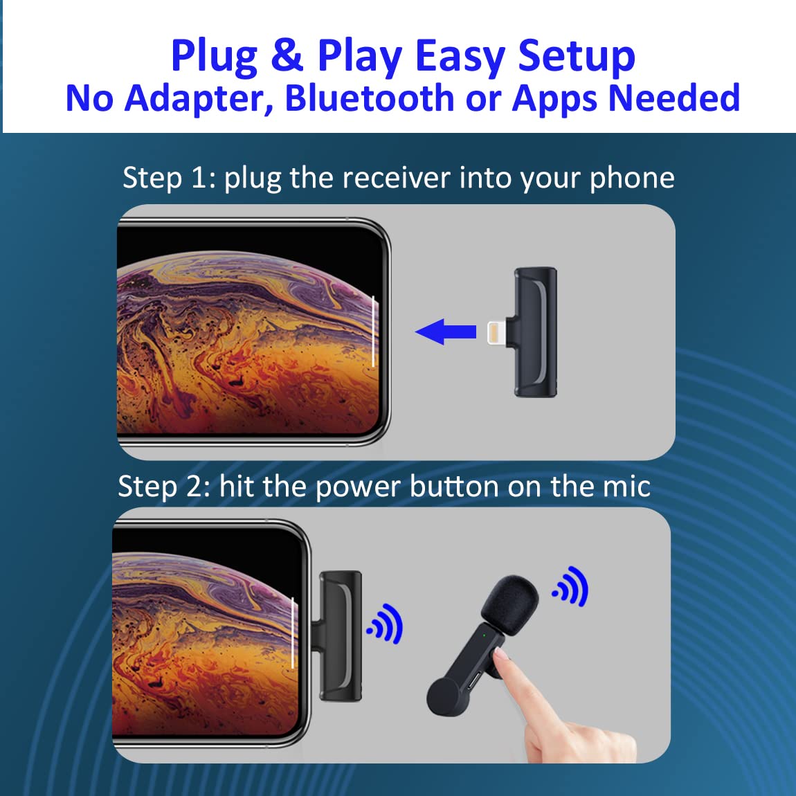 Bozamic Wireless Mic for iPhone, Noise Canceling iPad Microphone - YouTube Microphone for iPhone iPad for Content Creators and Influencers