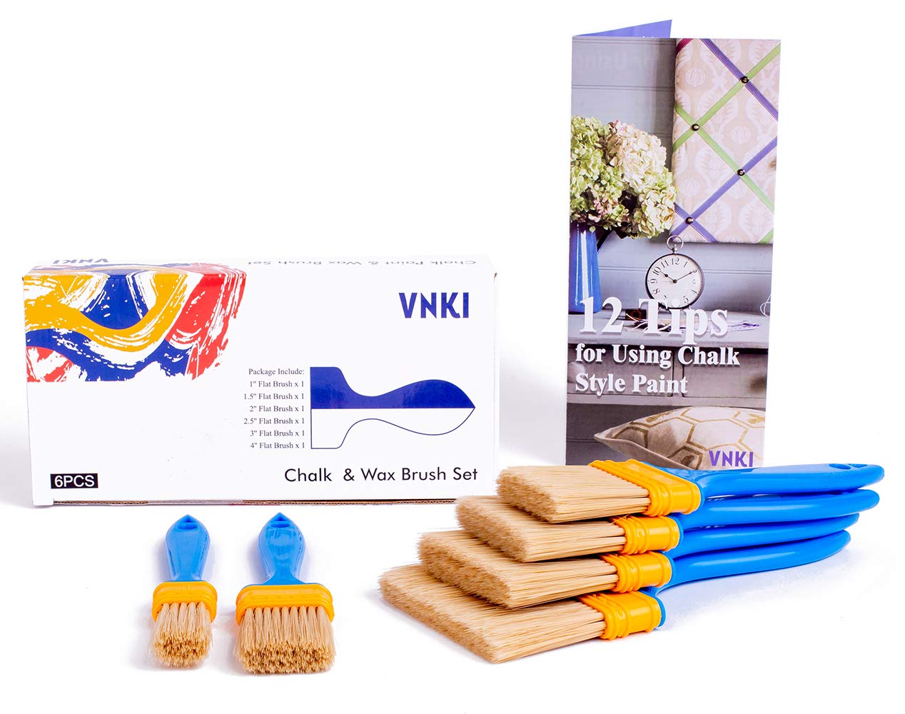 Chalk & Wax Paint Brush for Furniture - VNKI 6PCS Set Paint Brushes for Painting and Refinishing (1,1.5,2,2.5,3,4in …