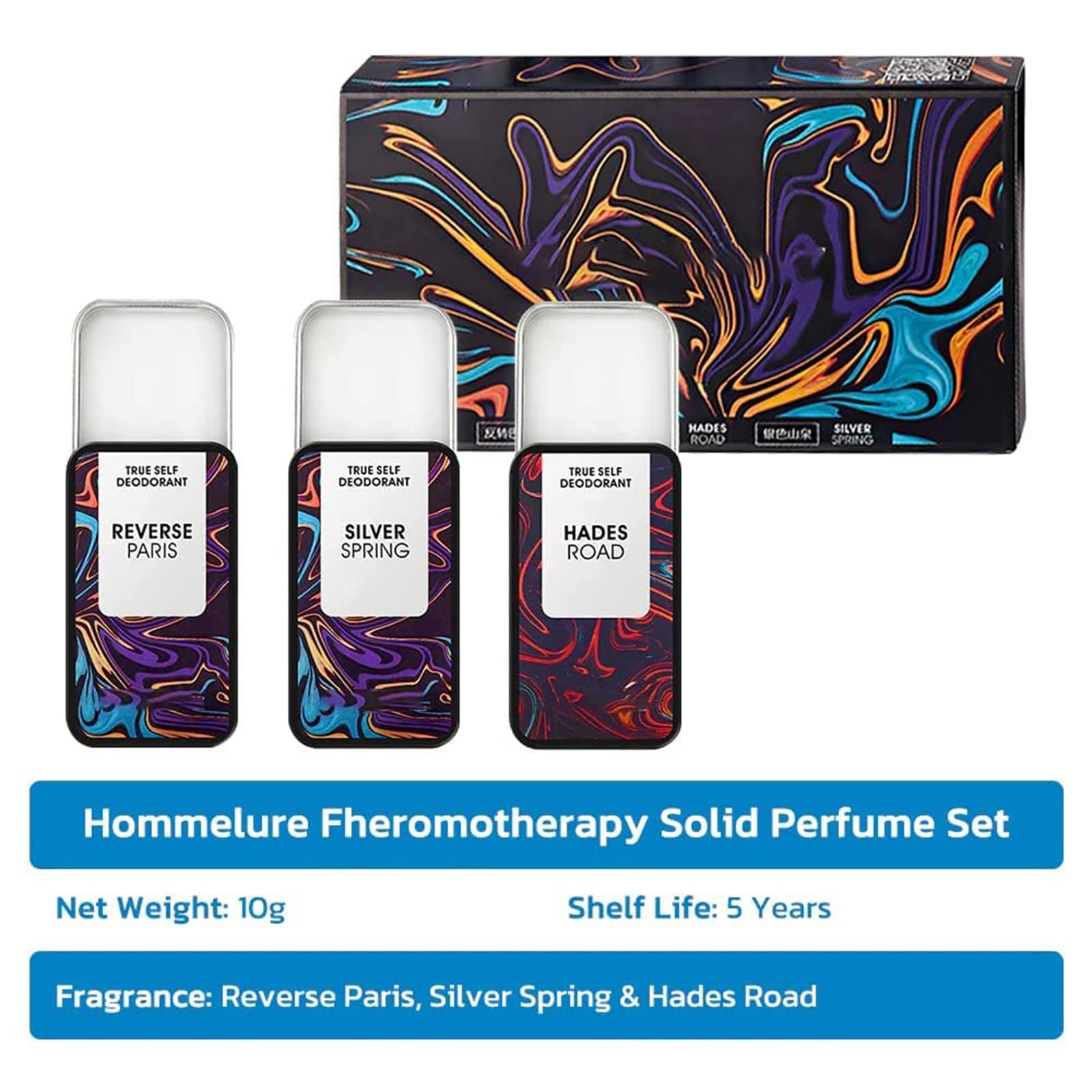 DENGWANG Hommelure Fheromotherapy Solid Perfume Set, Hommelure Solid Perfume Set, Portable Pocket Solid Fragrance Balm (1 Set)