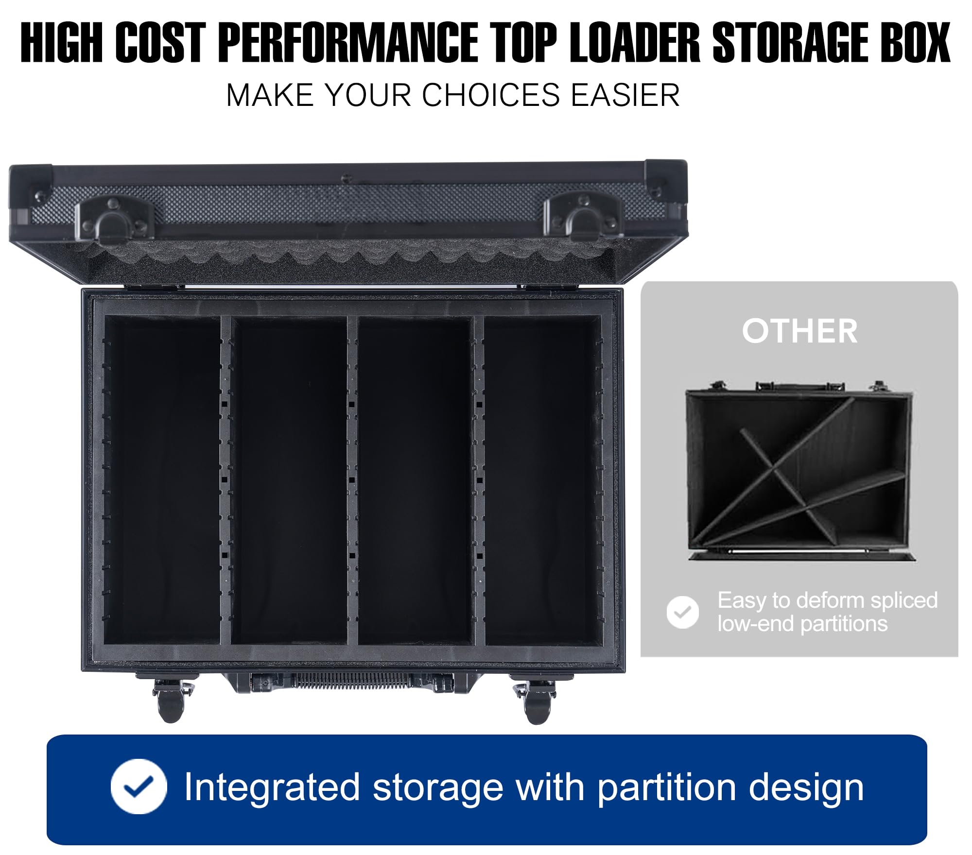 D DACCKIT Toploader Storage Box - Hard Case for 3" x 4" Rigid Card Holders for Trading Cards & Sports Cards (Holds 400+ Toploaders)