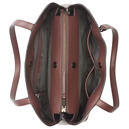 Calvin Klein Adeline Triple Compartment Tote, Brunette,One Size