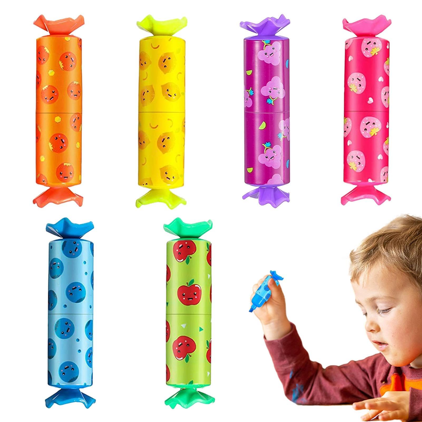 Candy Shape Highlighter, 6pcs Cute Candy Highlighters, Enhanced Notetaking Marker Pen, Size Light Weight Candy Highlighter Pens with Delightful Fruit Patterns For Kids Drawing and Greeting Card