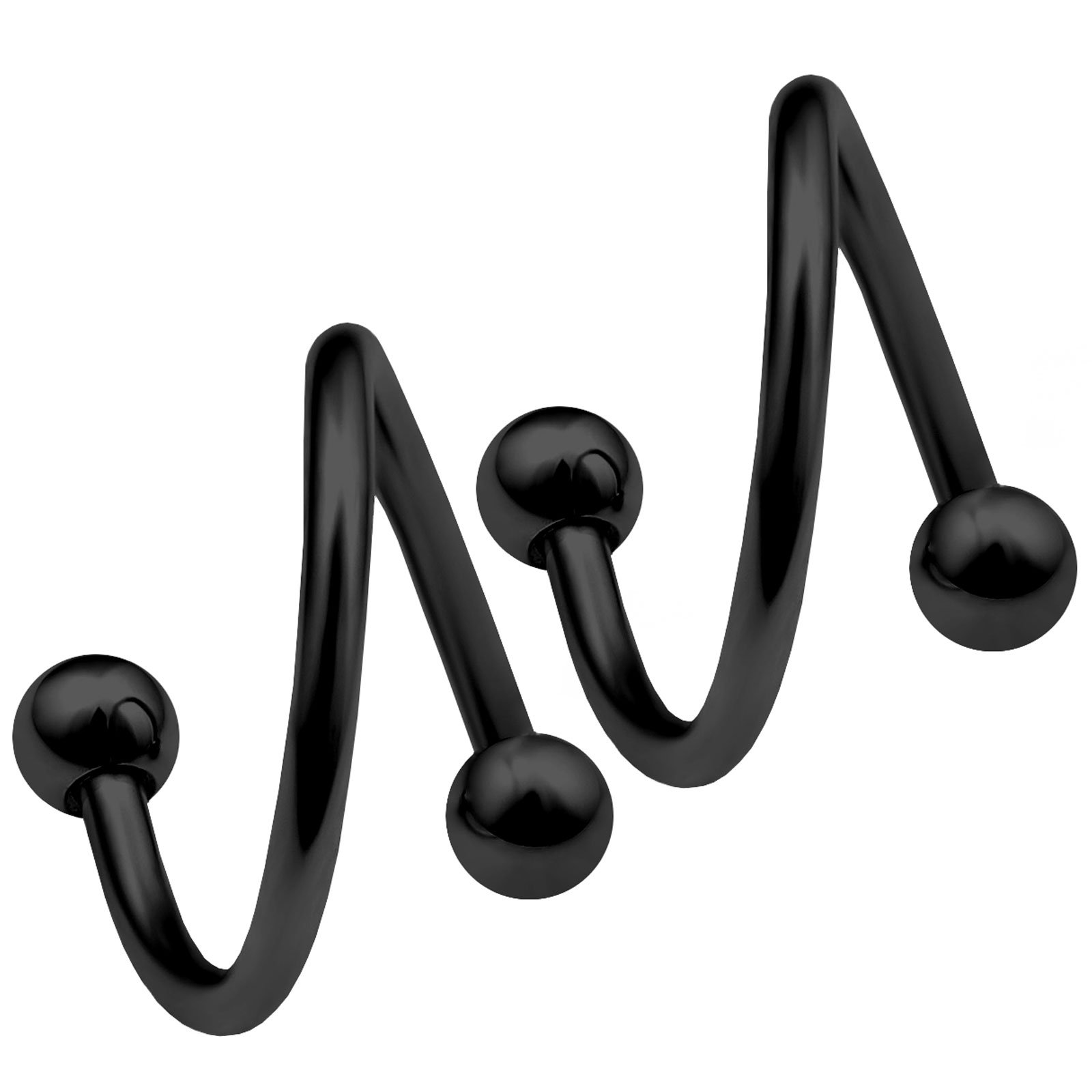 bodyjewellery 2pcs 18g Spiral Barbell Cartilage Earring Lip Tragus Eyebrow Hoop Helix Twisted Bar Black Anodized Studs 3mm balls 8mm