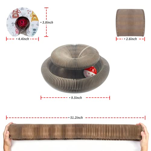 Magic Organ Cat Scratching Board, 2PC Cat Toys, Interactive Scratch Pad Cat Toy with Toy Bell Ball, Stretchy Cat Accordion Toy for Kitty & Cat Lovers Gifts (2PCS)