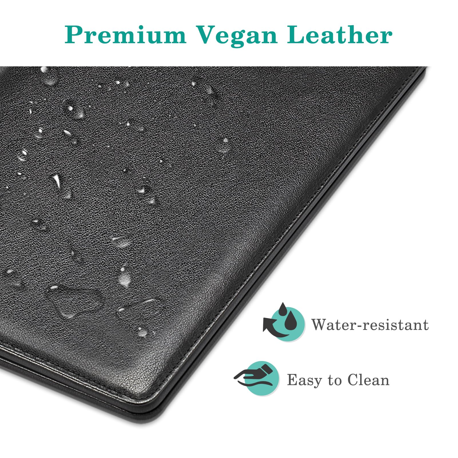 Fintie Server Book Organizer with Zipper Pocket, PU Leather Restaurant Guest Check Presenters Card Holder for Waitress, Waiter, Bartender (Black)