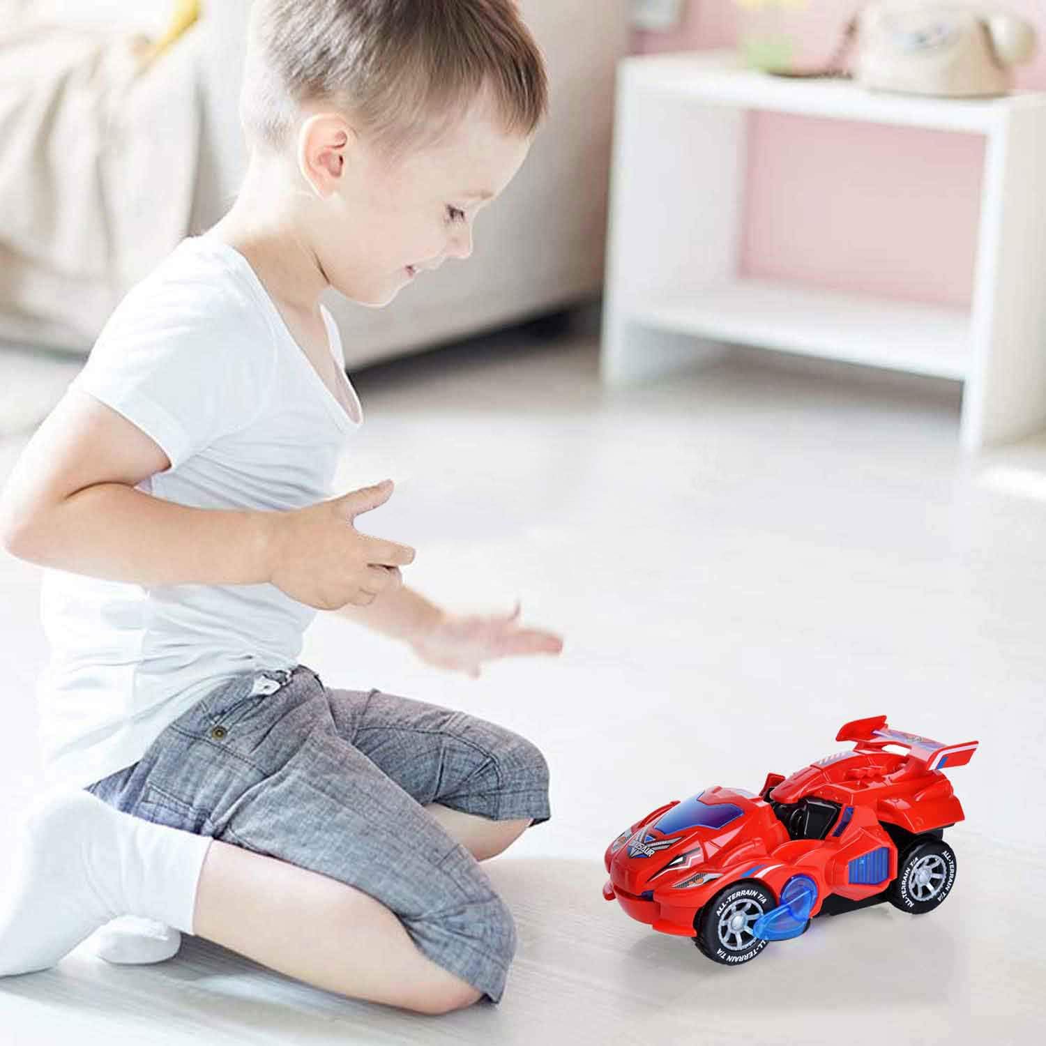 Sunnhan Transforming Toys, 2 in 1 Transforming Dinosaur LED Car Dinosaur Transform Car Toy Automatic Dinosaur Dino Transformer Toy Car Lamps for Kids,Toddlers ( Ages 3-12, Red)