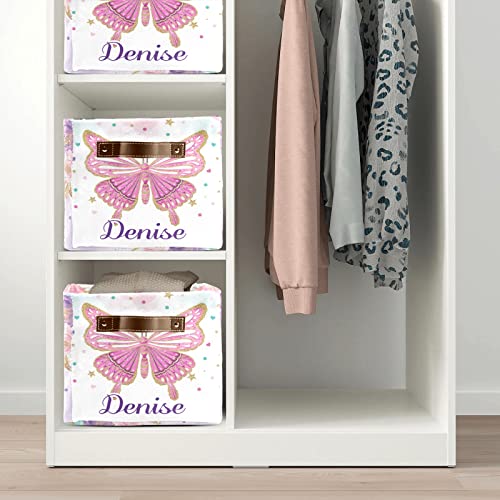 Magical Butterfly Fairy Personalized Large Storage Box for Toy,Bathroom,Nursery,Home Kitchen Shelves,Custom Closet Decorative Storage Bins 2 Pack