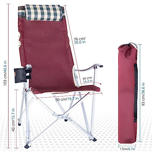 Poshlr Beach Chairs for Adults, Beach Chair Aluminum Heavy Duty, Folding Lawn and Camping Chairs Set with Carry Bag
