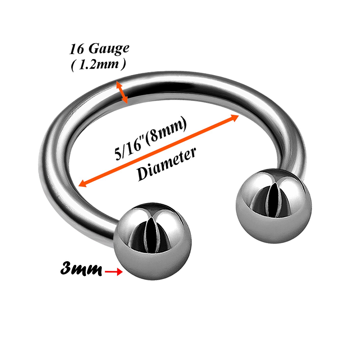 bodyjewellery 2pcs 16g Circular Barbell Titanium G23 Helix Tragus Lip Ring Cartilage Bite Snake Septum Ear Eyebrow Nose B2CCQ 8mm