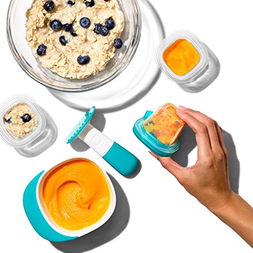 OXO Tot Silicone Baby Food Storage Containers, Teal, Set of Six 2oz Containers