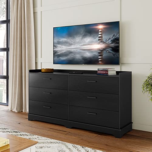 Hasuit 6 Drawer Double Dresser, Modern Storage Tower Dressers & Chests of Drawers, Large Clothing Organizer for Bedroom
