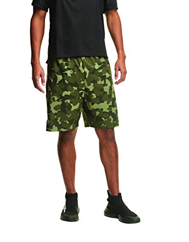 Champion Men's 9-inch AOP Sport Short, Flecktarn Camo Cargo Olive, X- Large