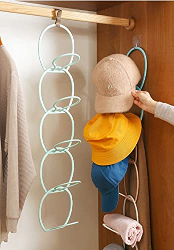 Ubrand Faye Butler 6-Hook Ring Loops, Over-Door Hanger, Hat Rack Organizer/Baseball Cap Holder/Door+Wall Storage Organizer for Hat,Scarf, Bag, Caps, Towel, Clothes (White)