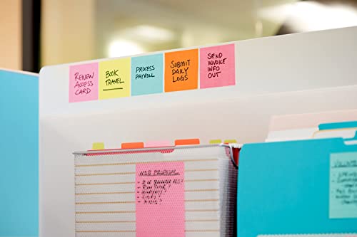 Post-it Super Sticky Notes, 3x3 in, 4 Pads, 2x the Sticking Power, Supernova Neons, Neon Colors, Recyclable(3321-SSAN-B)