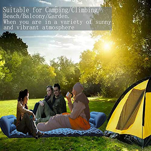 Camping Sleeping Pad - Mat Hiking Air Mattress Lightweight, Inflatable & Compact, Camp Sleep Pad with Pillow for Backpacking Traveling (Blue)