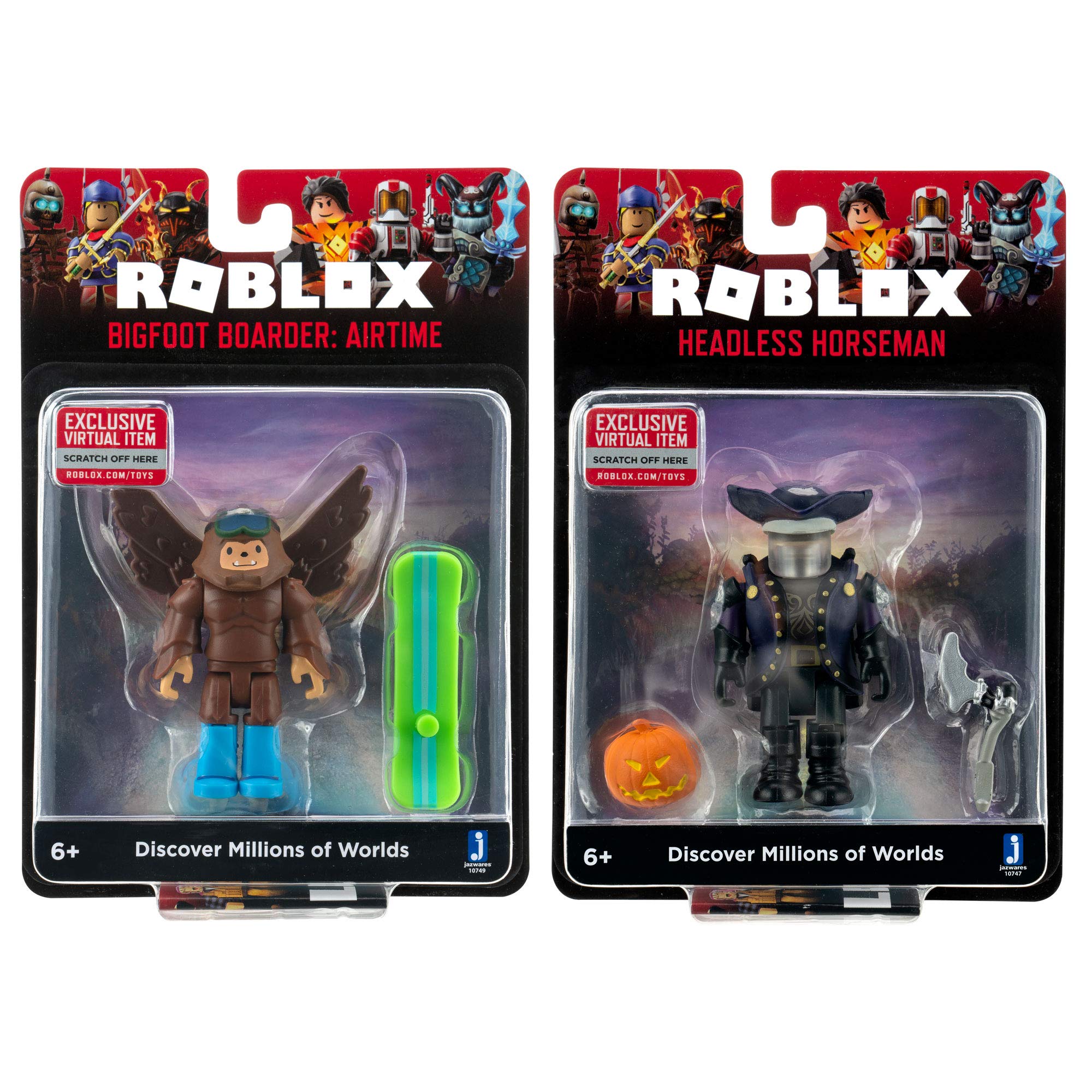 Roblox Action Collection - Headless Horseman + Bigfoot Boarder: Airtime Two Figure Bundle [Includes 2 Exclusive Virtual Items]
