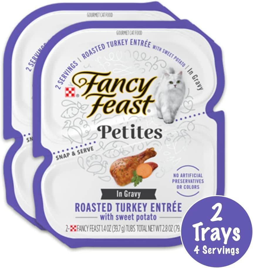 Fancy Feast Petites in Gravy Wet Cat Food Variety 5 Flavor Pack / 20 Servings/Beef, Chicken, Ocean Whitefish & Tuna, Salmon and Turkey