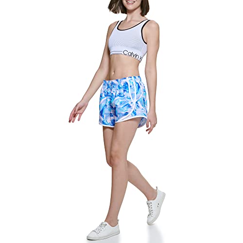 Calvin Klein Performance Women's Drawstring Short W/Pockets and Interior Panty 3 1/2” Inseam, Intermix Hyacinth, Small