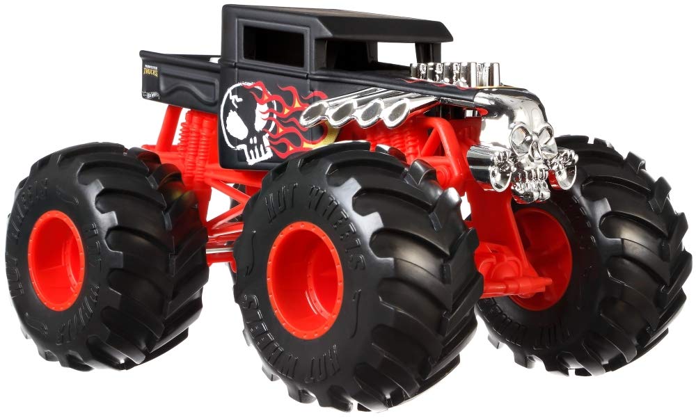 Hot Wheels Monster Trucks Bone Shaker die-cast 1:24 Scale Vehicle with Giant Wheels for Kids Age 3 to 8 Years Old Great Gift Toy Trucks Large Scales