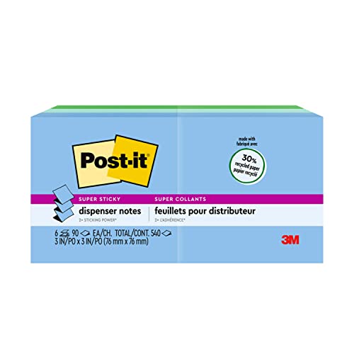 Post-it Super Sticky Pop-up Notes, 3x3 in, 6 Pads, 2x the Sticking Power, Poptimistic, Bright Colors, Recyclable (R330-6SST)