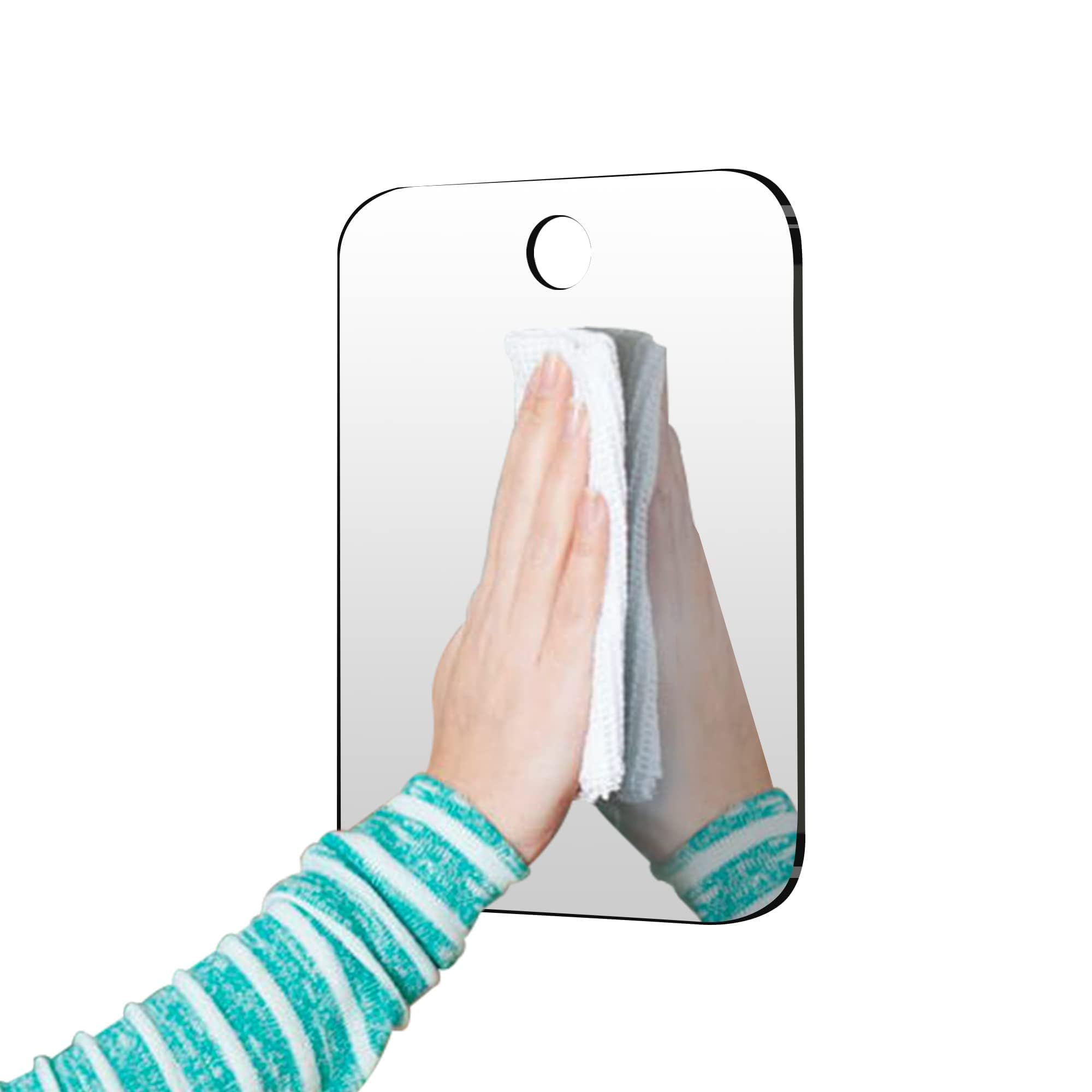 cyhqo 2 Packs Shatterproof Shower Mirror Fogless for Shaving Cheap,Medium 8 "x6 Hanging Handheld Small Mirror,Camping Trip Mirror,Cosmetic Plastic,Bathroom Wall Hanging Fog Free Handheld