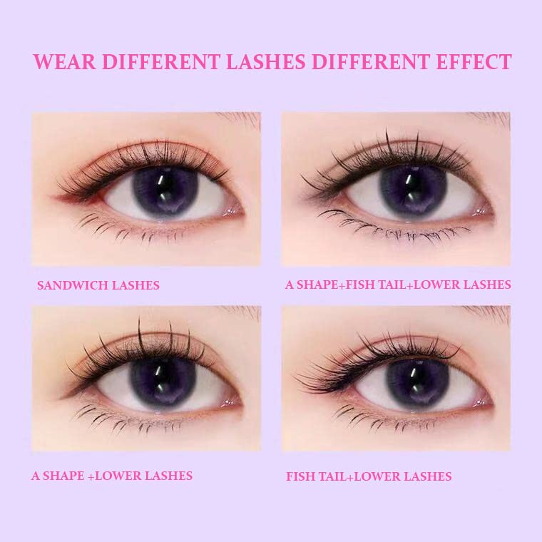 LASGOOS False Eyelash Extensions, Natural 3D Effect 320pcs Mixed Set C curl Individually Packed, Synthetic Fiber, for Home DIY, Wedding, Work, Date, Night Out
