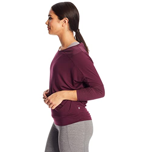 C9 Champion womens Long Sleeve Open Back Top Yoga Shirt, Dark Berry Purple, Large US