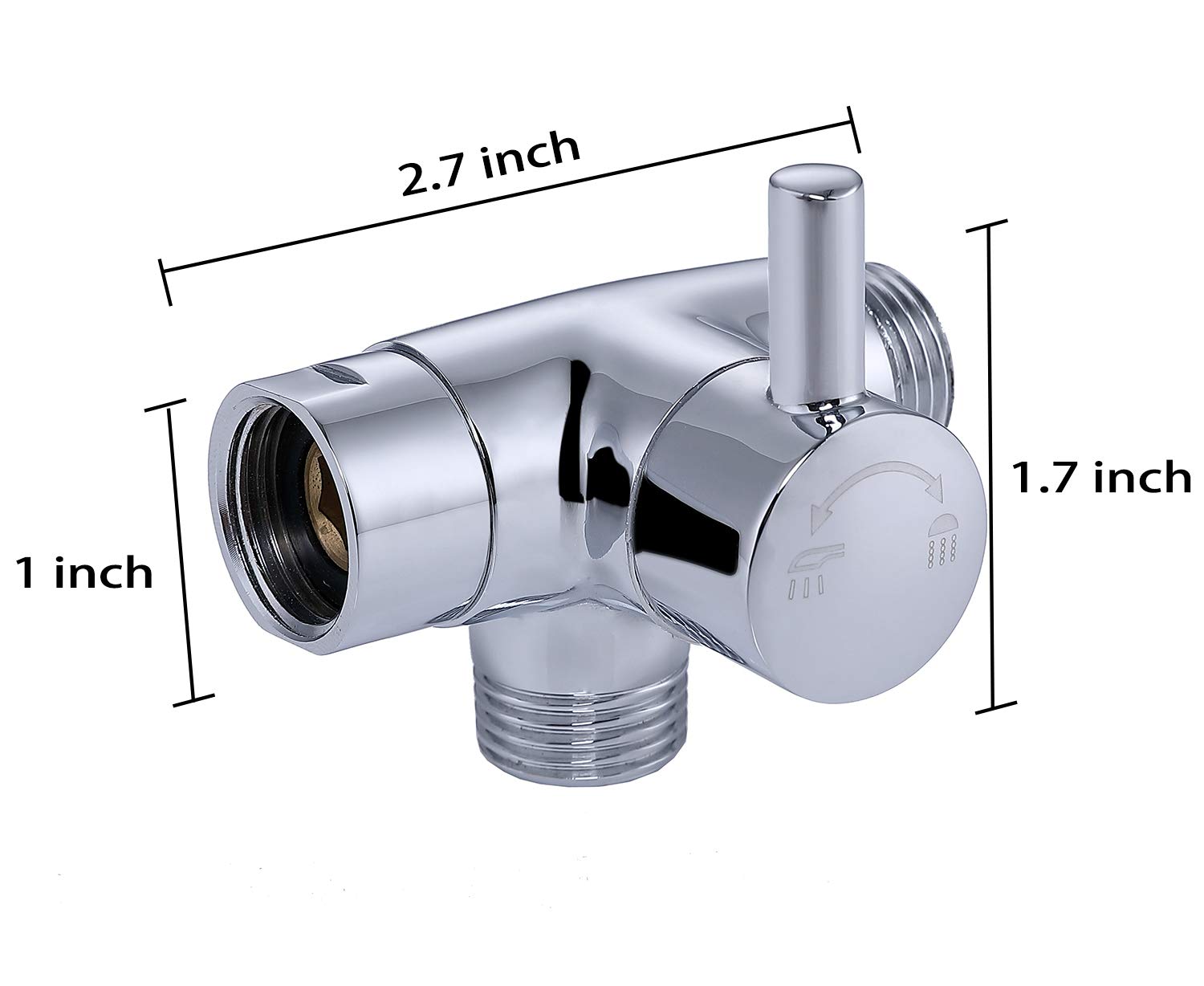 G-Promise Solid Metal Shower Arm Diverter for Hand Held Showerhead and Fixed Spray Head ∣ G 1/2 3-Way Bathroom Universal Shower System Replacement Part (Chrome)