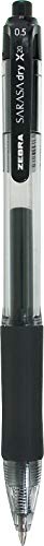 Zebra Pen Sarasa Dry X20 Retractable Gel Pen, Fine Point, 0.5mm, Black Ink, 12-Pack