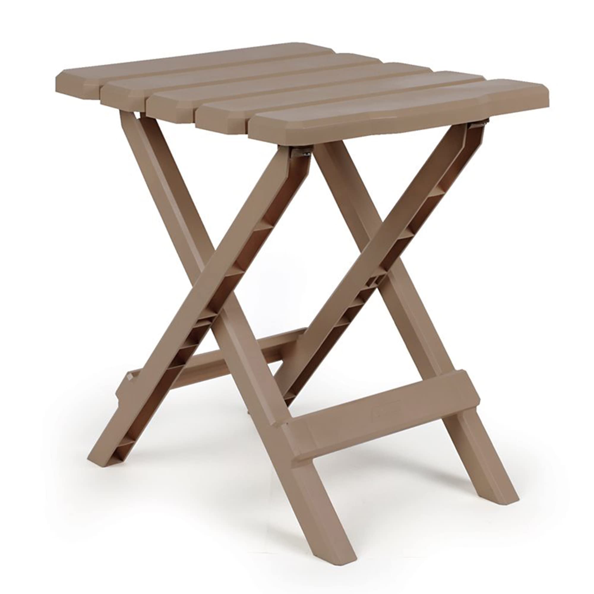 Camco Adirondack Portable Outdoor Folding Side Table-Perfect for The Beach, Camping, Picnics, Cookouts and More-Weatherproof and Rust Resistant-Taupe (21045)