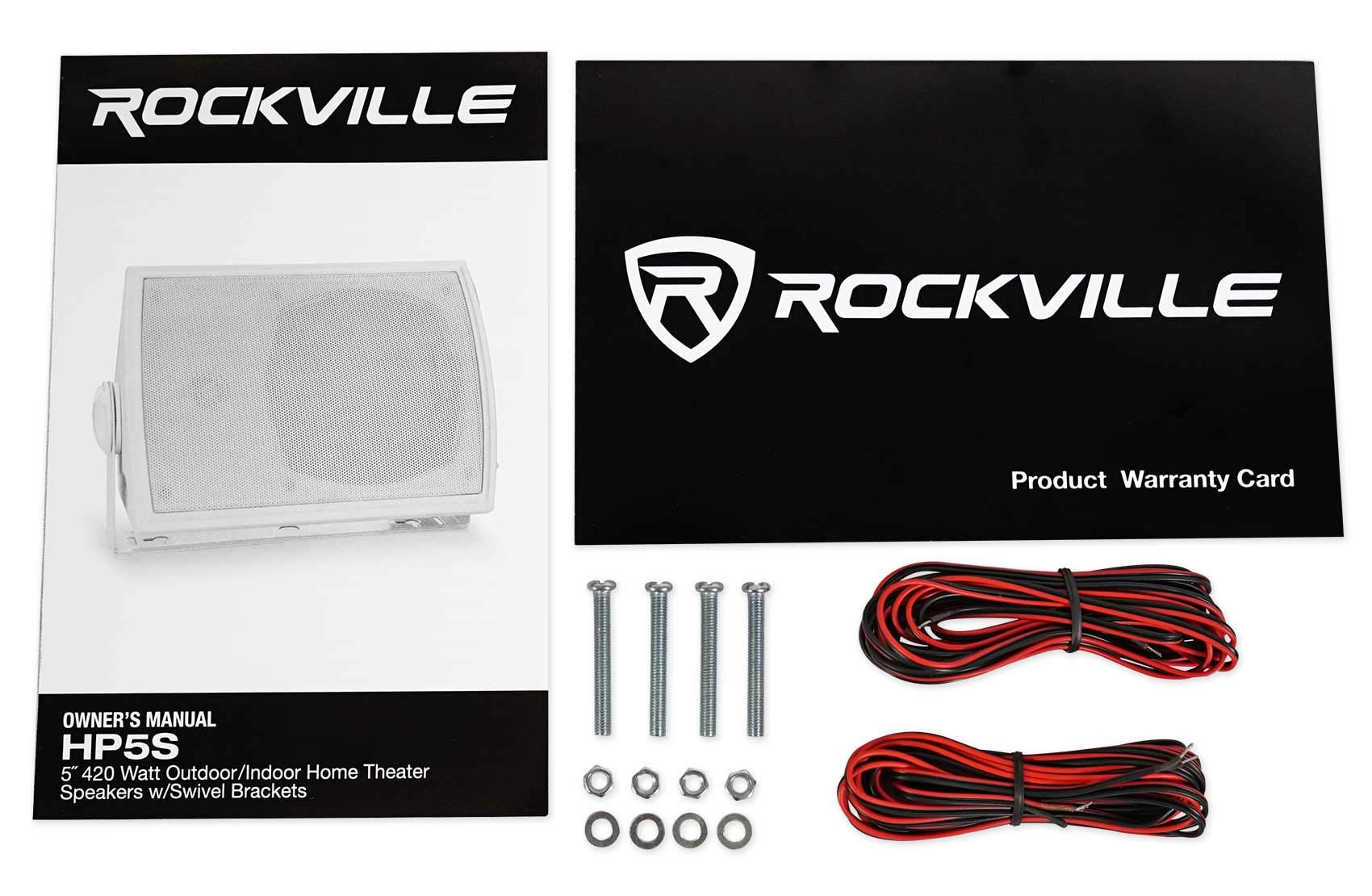 Rockville Pair HP5S 5.25" Outdoor/Indoor Home Theater Speakers w/Swivel Bracket, White