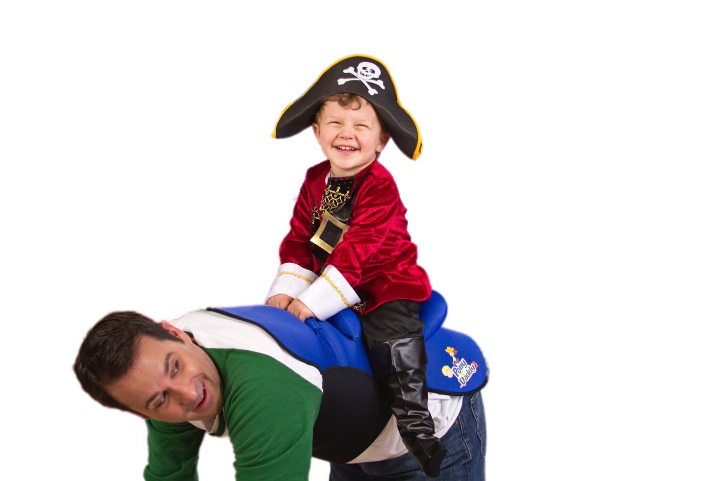 Pony Up Daddy - Neoprene Parent Saddle with Easy Close Strap - Features Padded Seat and Grab Handle for Safe and Comfortable Play Pony Rides - Fits Up to 50" Chest Size - Raider Red