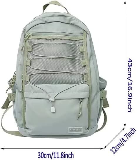 HCOOLE Kawaii Backpack with Plush Pendant School Backpack Cute Waterproof Mesh Camping Aesthetic Solid Color Backpack