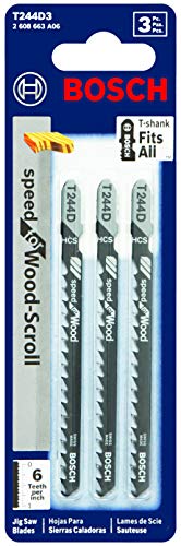BOSCH T244D3 4-Inch 6TPI Jig Saw Blades, 3 Piece (Pack of 1)