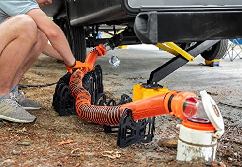 Camco RhinoEXTREME 15-Foot Camper/RV Sewer Hose Kit | Features TPE Technology for Abrasion Resistance and Crush Protection | Includes Pre-Attached Rhino Swivel Fittings (39861)