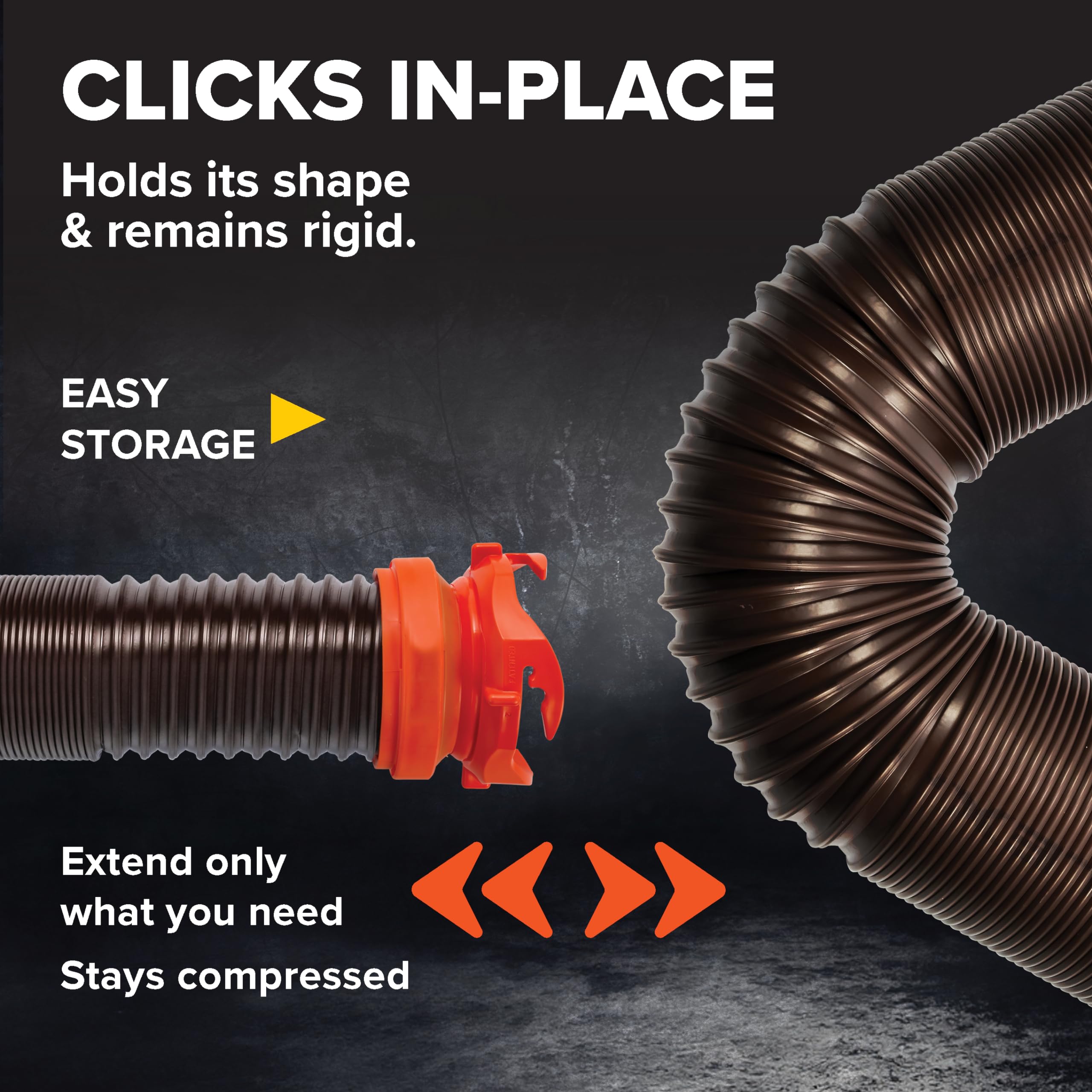 Camco RhinoFLEX 20-Ft Camper/RV Sewer Hose Kit - Features Clear Elbow Fitting w/Removable 4-in-1 Adapter - Connects to 3β Slip or 3β/3.5β/4β NPT Threaded Sewer Connection (39742)