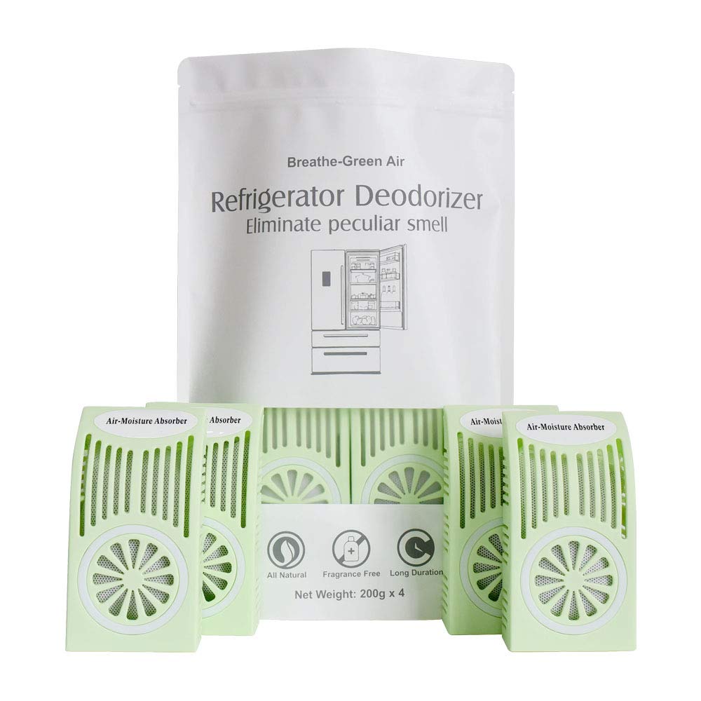 CANAGER Refrigerator Deodorizer, Freezer Odor Eliminator,Better Than Baking Soda-(Green,4 Pack)
