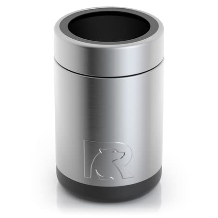 RTIC Can Cooler Insulated, Beer, Beverage, Soda Can Cooler with Lid, Stainless Steel Metal, Double Wall Insulation Coozie for Cans, Sweat Proof, 12oz, Stainless Steel
