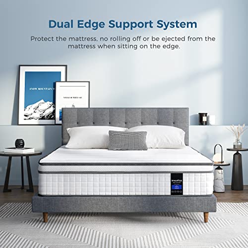Inofia Twin Mattress, 10 Inch Twin Size Hybrid Mattress in a Box with Cool Memory Foam, Breathable Comfortable Single Mattress, Motion Isolating Individually Wrapped Coils, Supportive&Pressure Relief