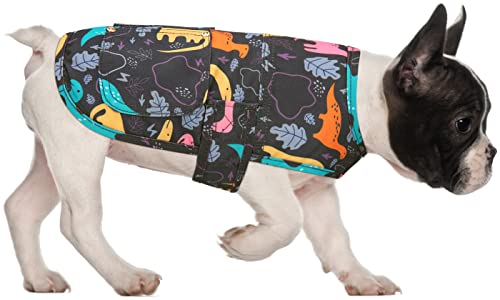 HDE Canvas Dog Vest Waterproof Jacket Cold Weather Coats for S-XL Dogs Dinosaurs - M